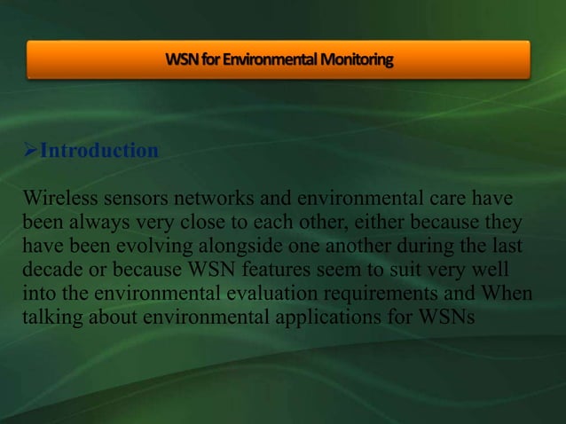 Environmental wireless sensors networks | PPTX | Internet of Things ...