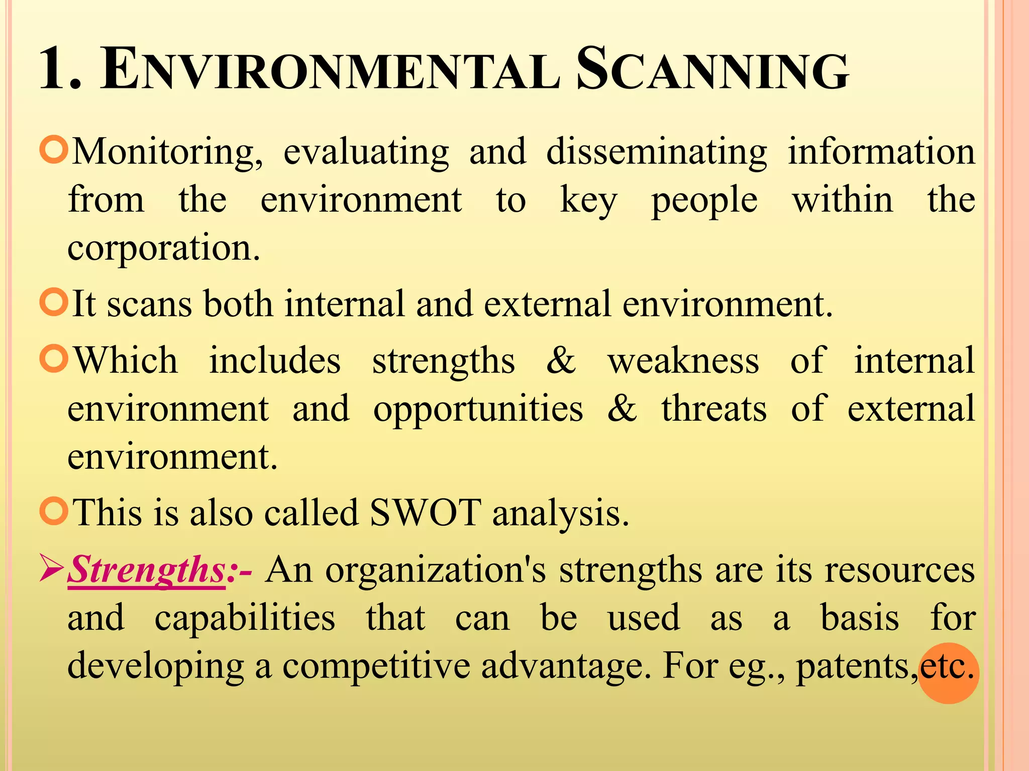 Environment analysis & Strategic management | PPTX