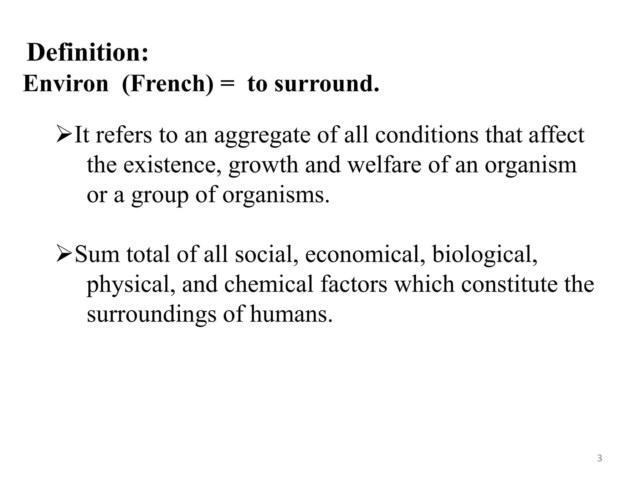Environment and its multidimensional nature Definition scope and ...