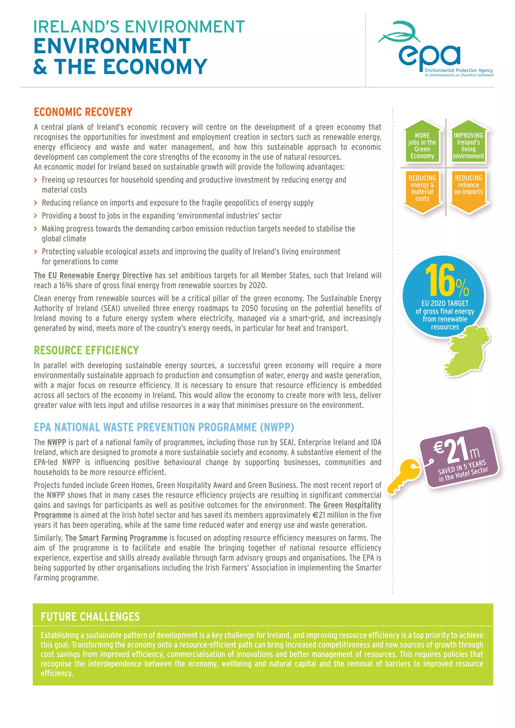Environment and the economy - EPA Ireland Factsheet | PDF