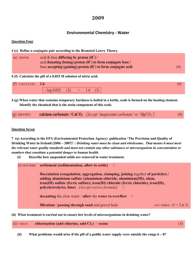 Environmentatl chemistry water (questions and answers) | DOCX | Indoor ...