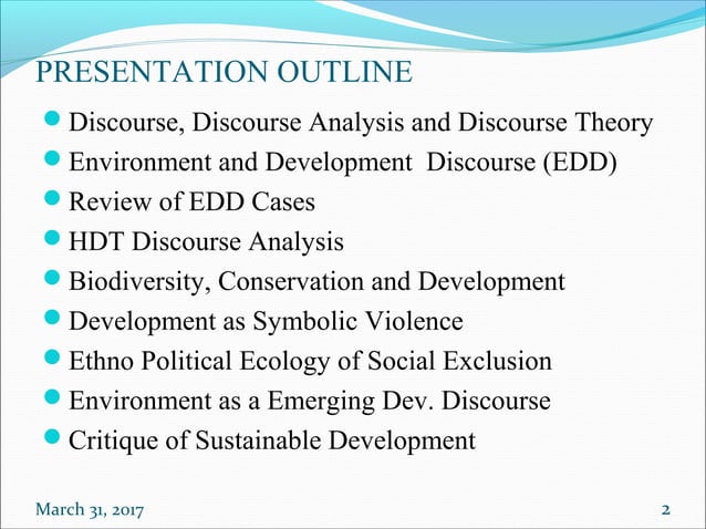 Environment and Development Discourse Analysis Presentaton | PPT