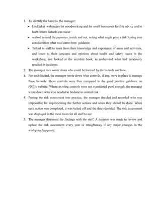 Environment health and safety issues in a furniture manufacturing ...