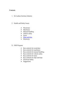 Environment health and safety issues in a furniture manufacturing ...