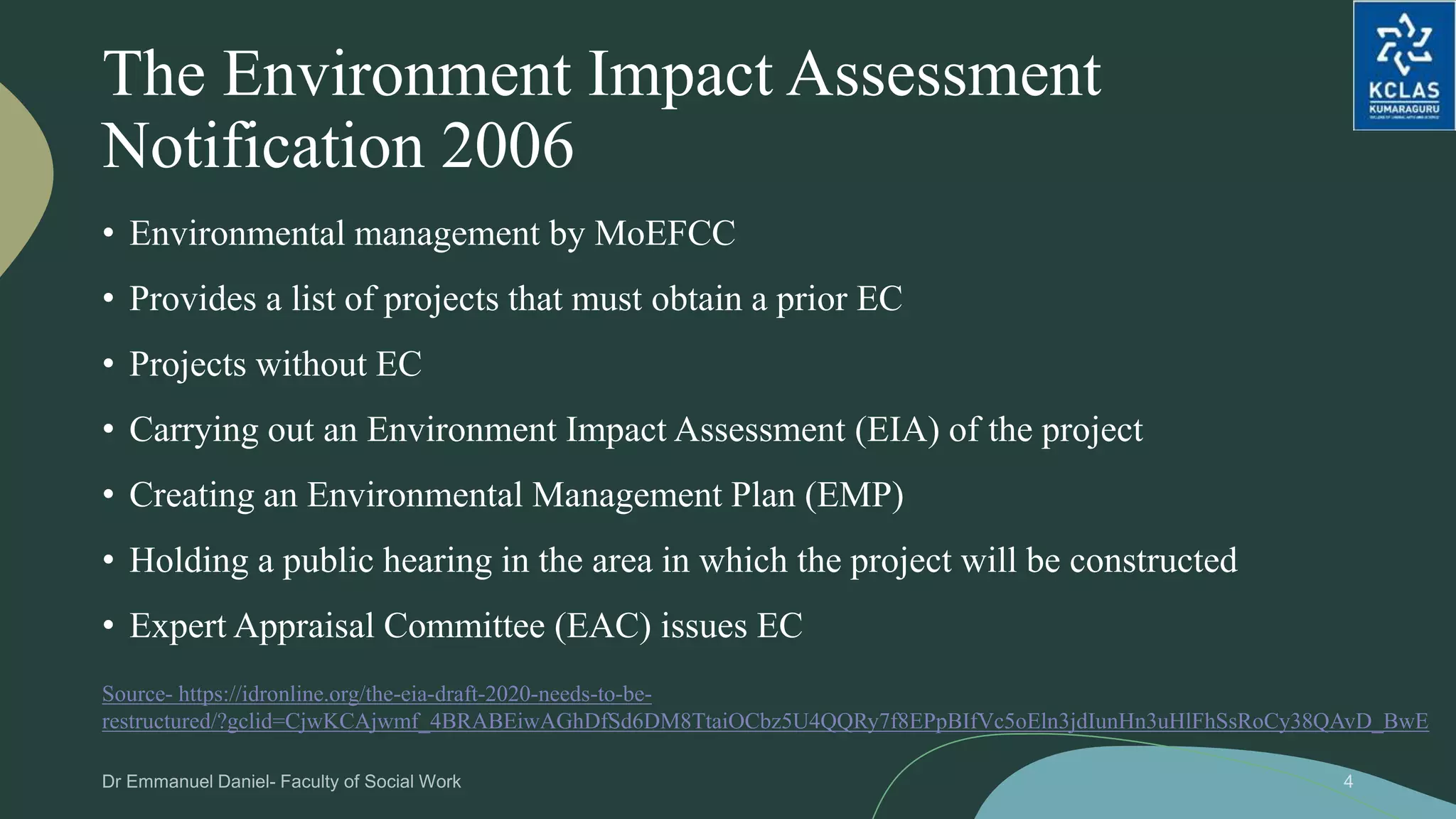 Environment Impact Assessment Draft 2020 | PPTX
