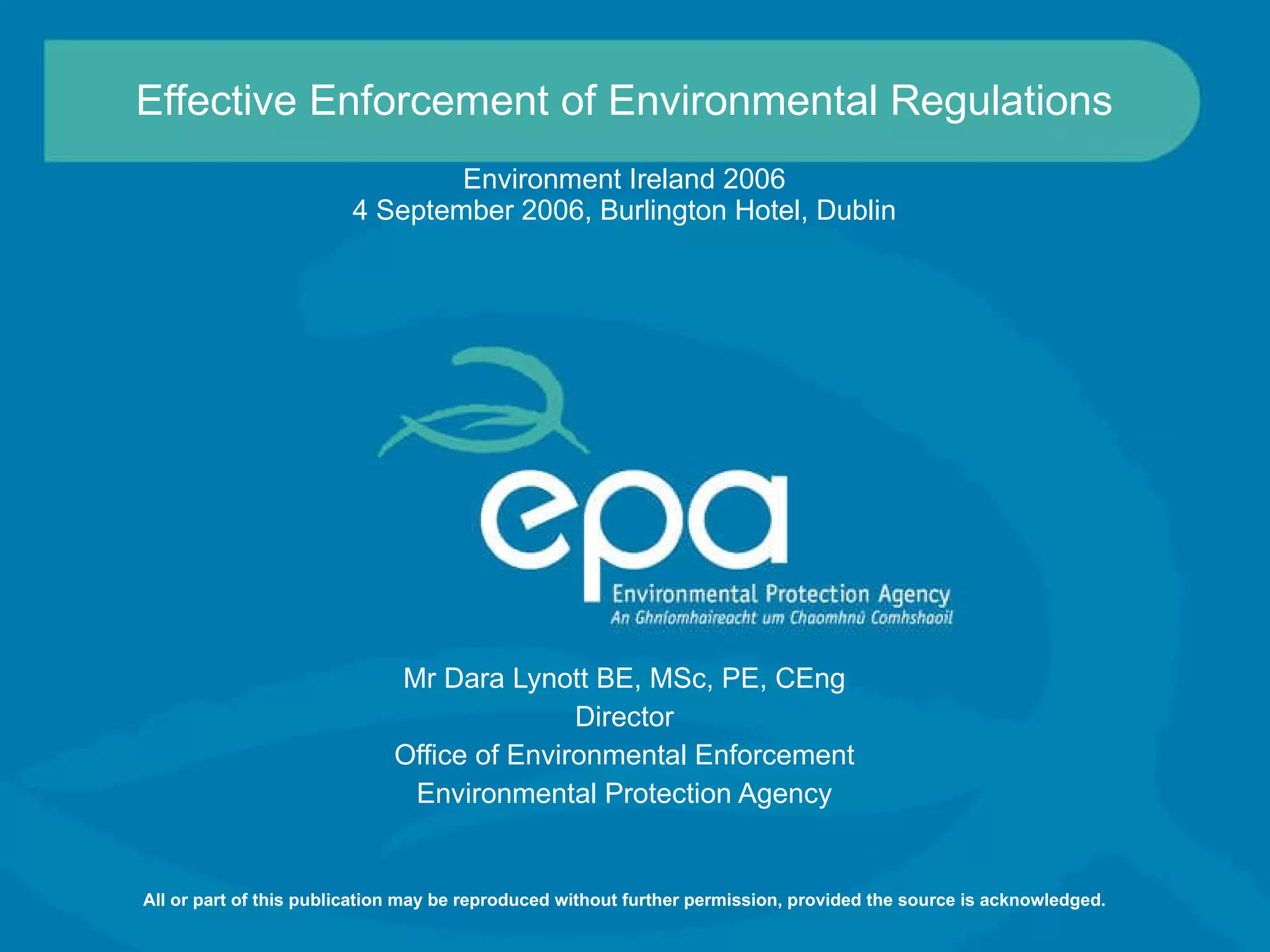 Effective Enforcement of Environmental Regulations | PPT ...