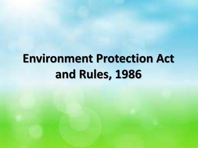 Environment protection act | PPTX | Environmental Services Industry ...