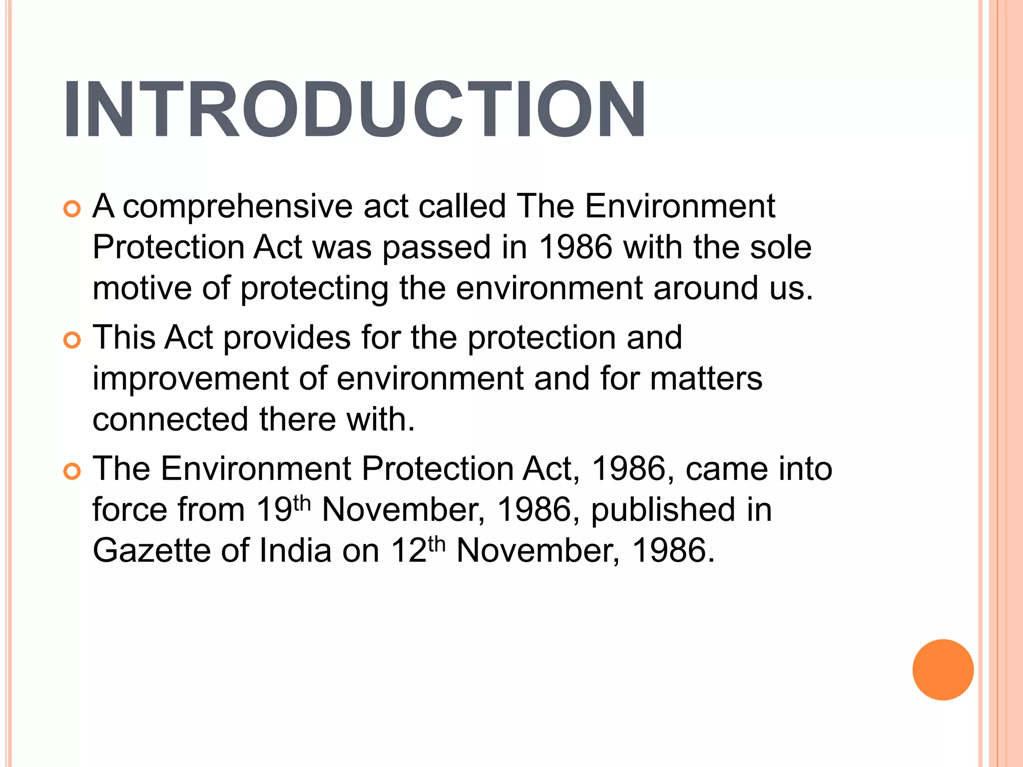 Environment Protection Act, 1986 | PPTX