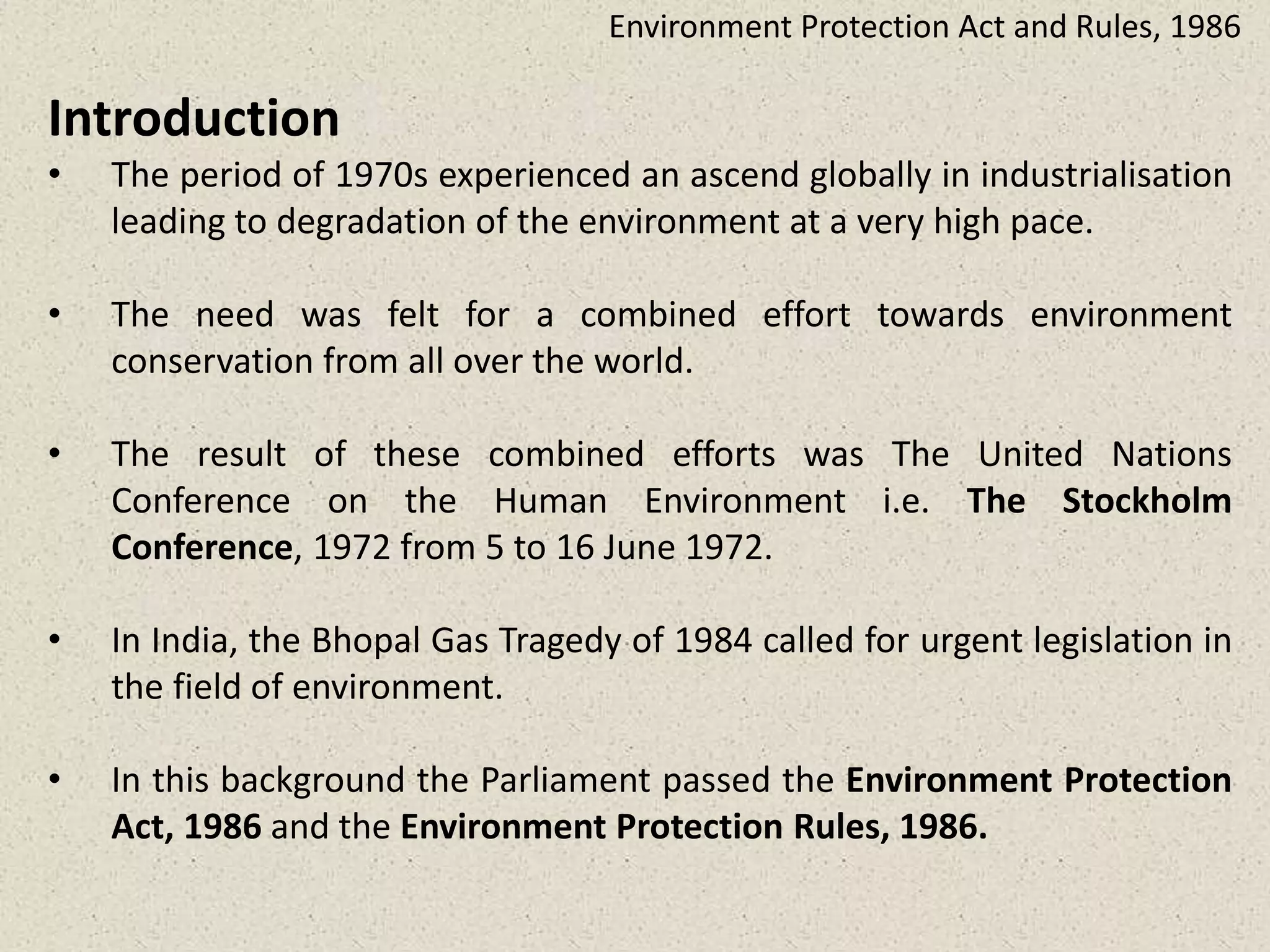 Environment protection act and key rules | PPT