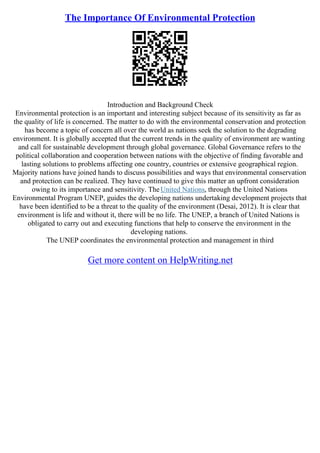 Environment Protection Essay | PDF
