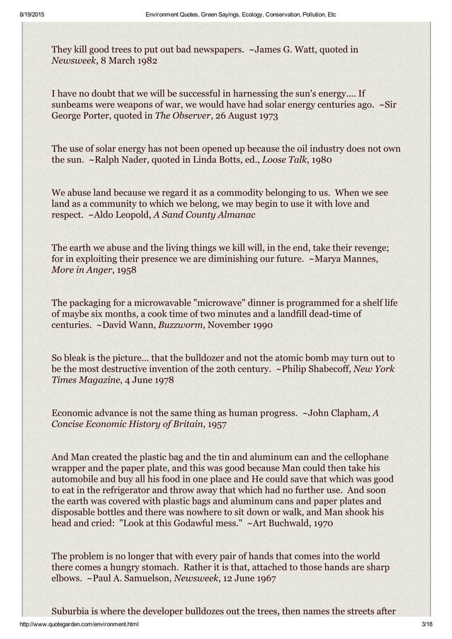 Environment quotes, green sayings, ecology, conservation, pollution ...