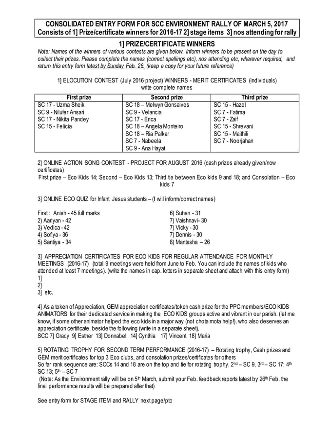 Environment rally entry form | PDF