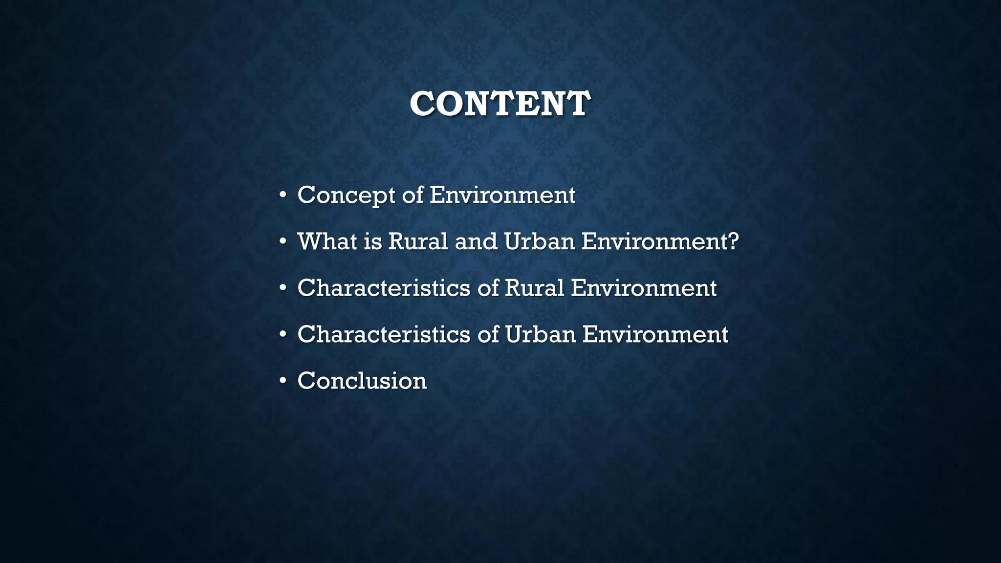 RURAL & URBAN ENVIRONMENT | PDF