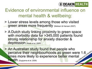 Environments that Promote Mental Health and Wellbeing | PDF