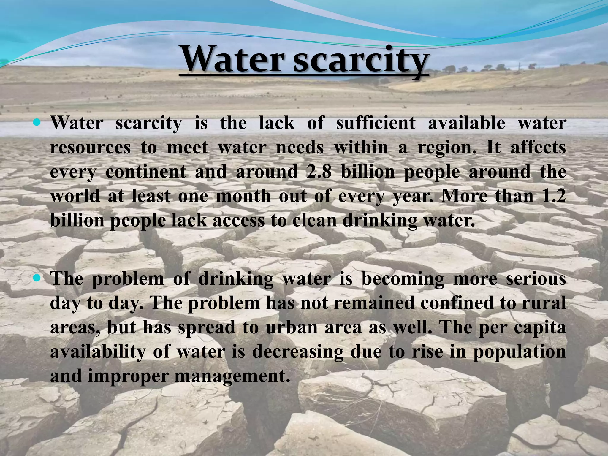 Water Scarcity & Conservation of water ppt | PPTX