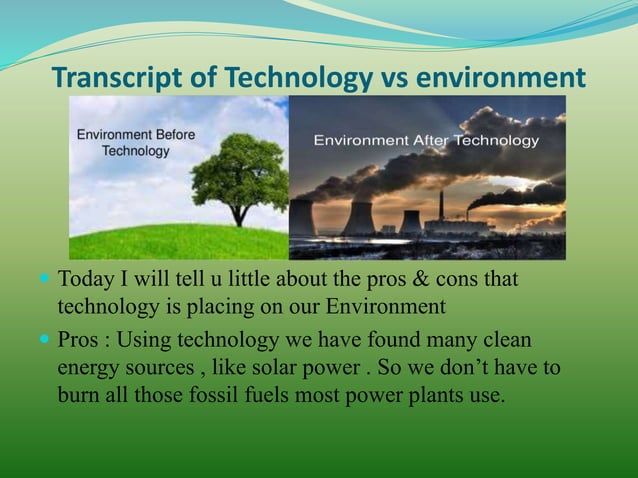 Environment vs Technology | PPTX | Environmental Services Industry ...