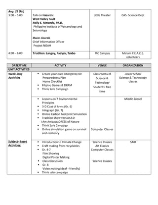 Environment week2014 events | PDF | Environment | Science