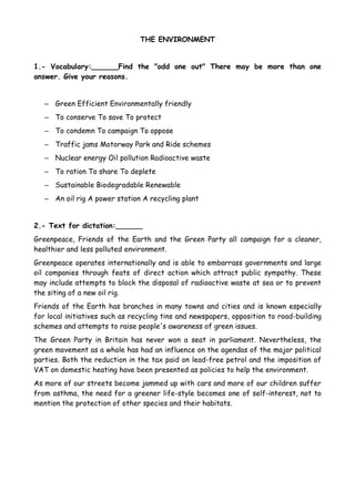 Environment worksheet | PDF | Automotive Industry | Industries