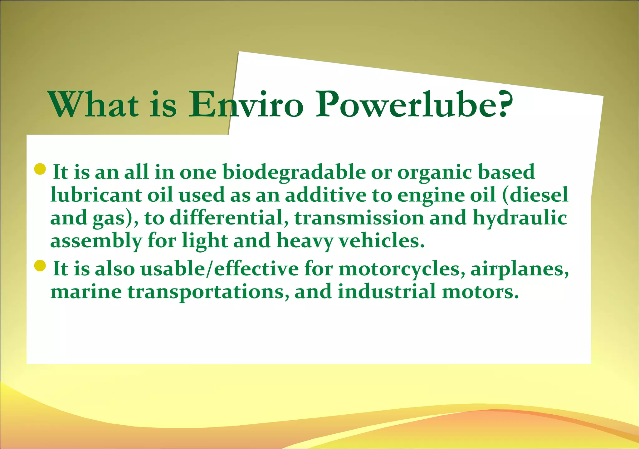 Enviro powerlube powerpoint | PPT