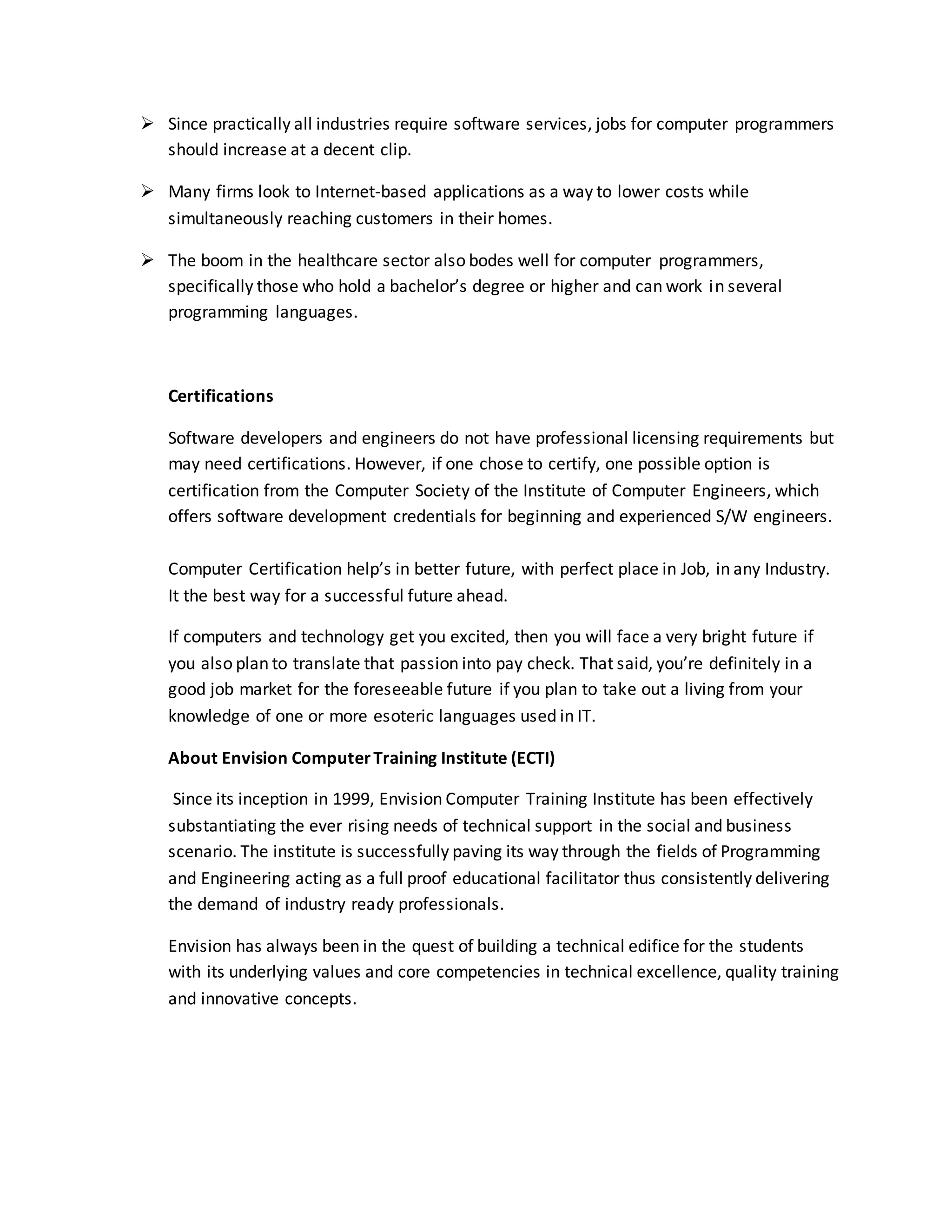 Envision computer-training-institute | DOCX | Programming Languages ...