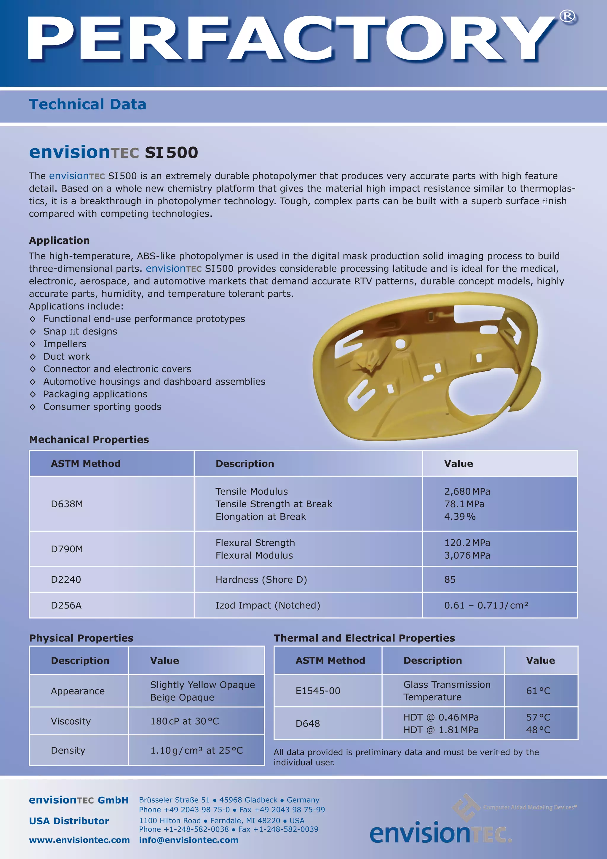 Envision Tec Si500 Material | PDF