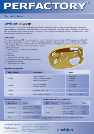 Envision Tec Si500 Material | PDF