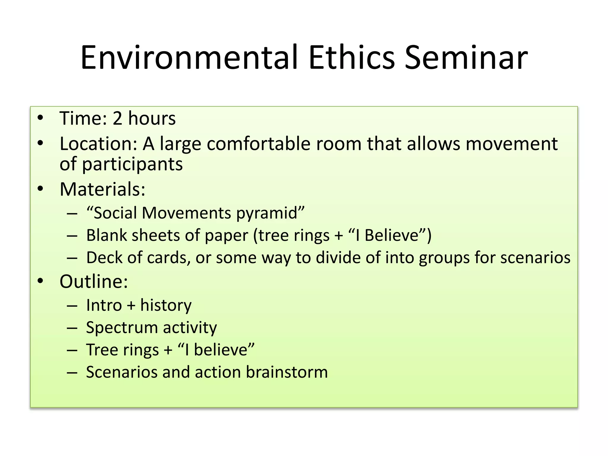 Environmental Ethics Lesson Plan | PPT