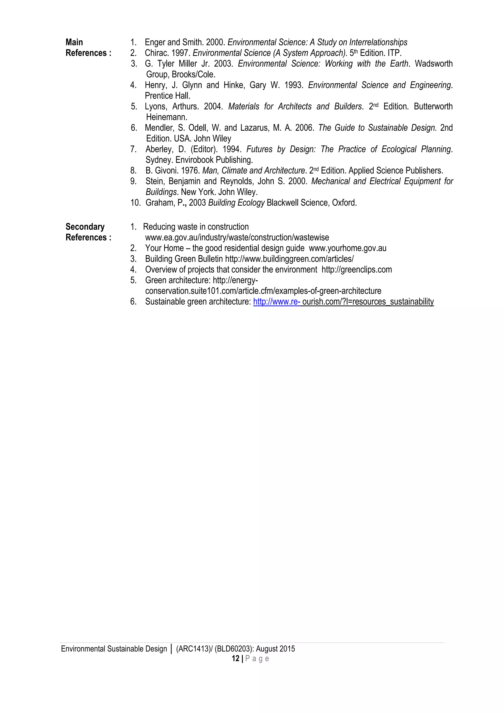 Env sus design (arc1413)(bld60203) module outline (final) | PDF ...