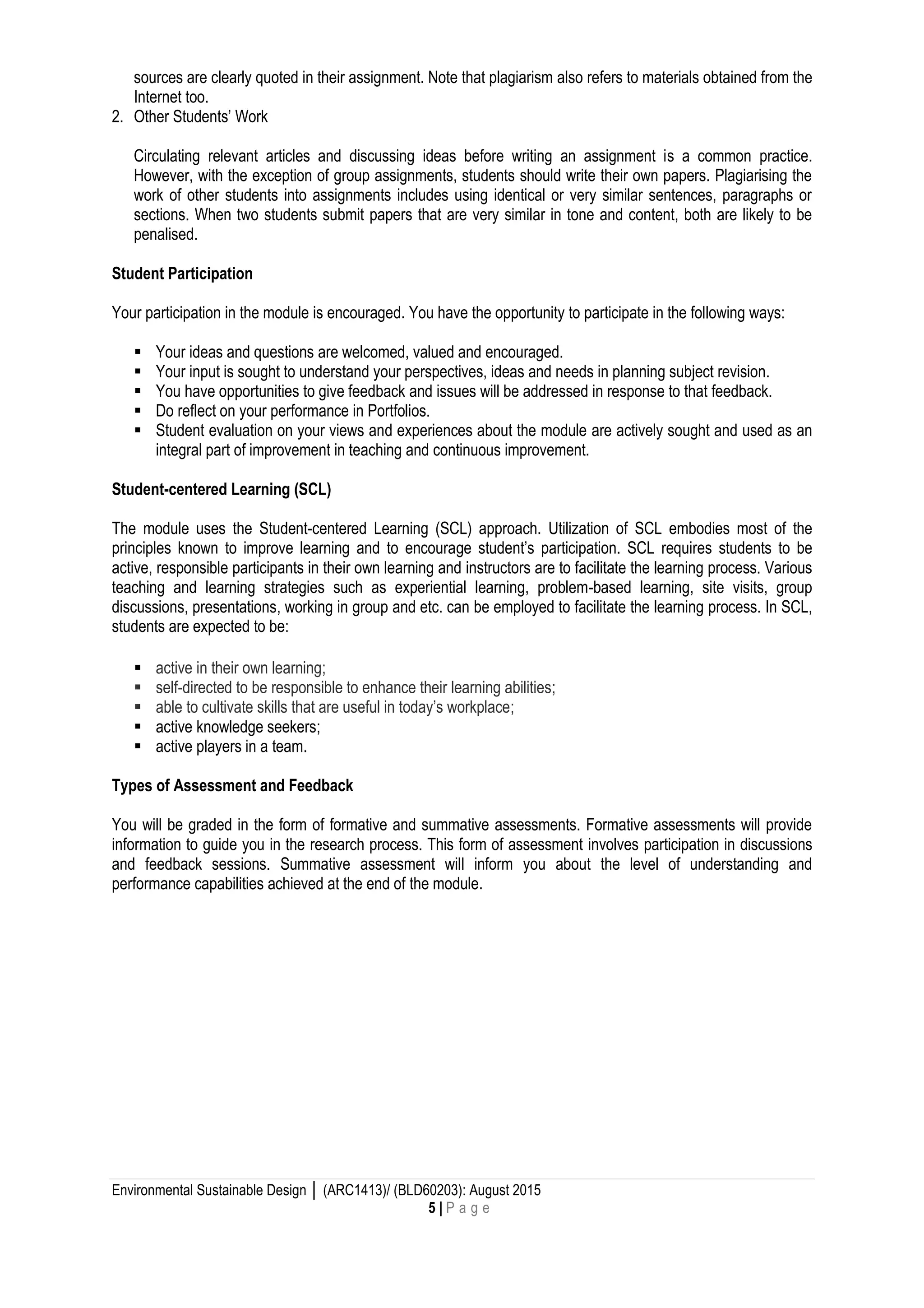 Env sus design (arc1413)(bld60203) module outline (final) | PDF ...