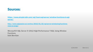 Windowing functions session for Slovak SQL Pass & BI | PPT