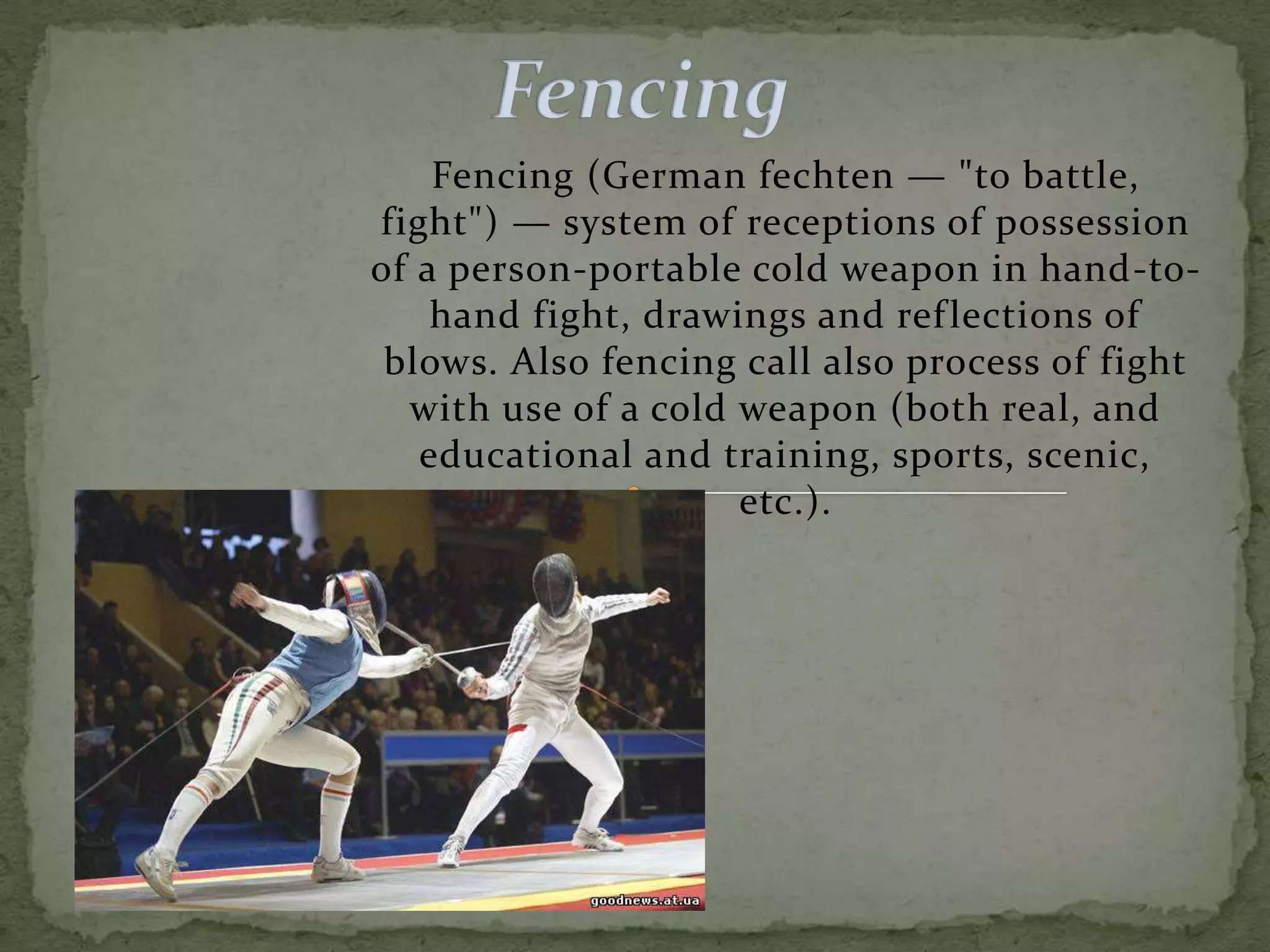 Fencing and a successful russian fencer D.V. Rigin | PPTX | Arms & Ammunition | Sensitive Topics