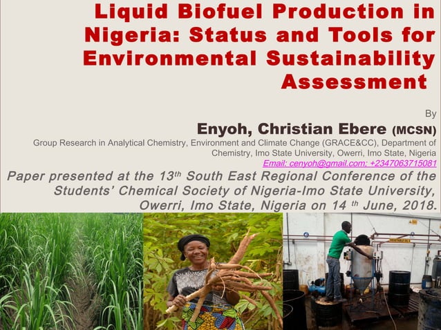 LIQUID BIOFUEL PRODUCTION IN NIGERIA: STATUS AND TOOLS FOR ENVIRONMENTAL SUSTAINABILITY ...