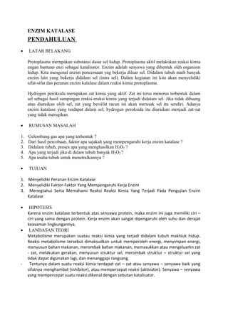 Enzim katalase | DOC