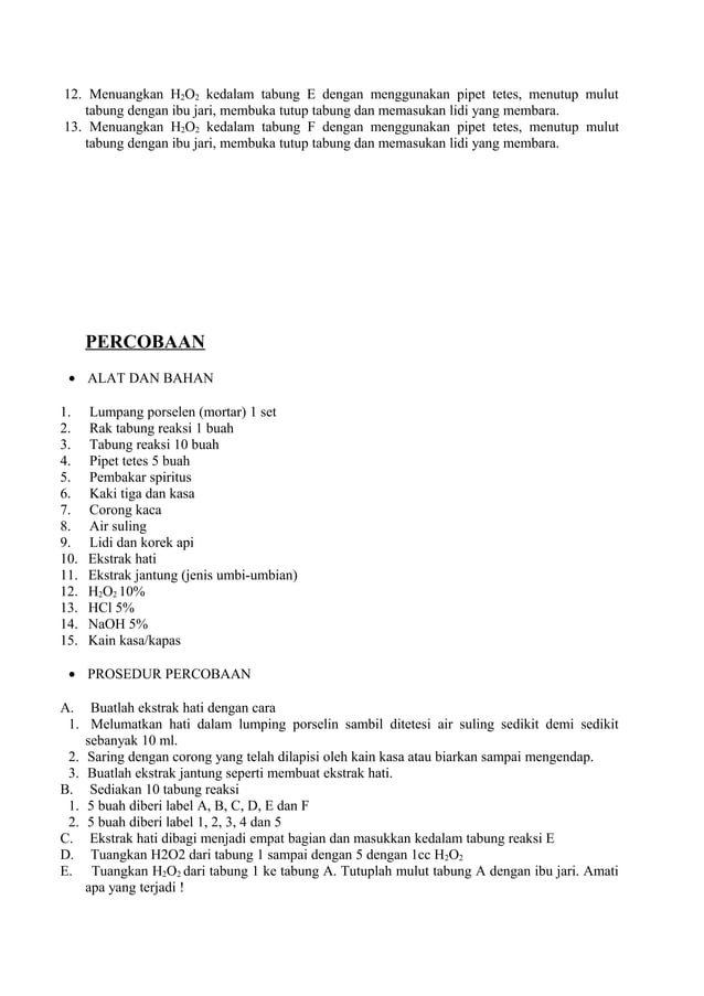 Enzim katalase | DOC