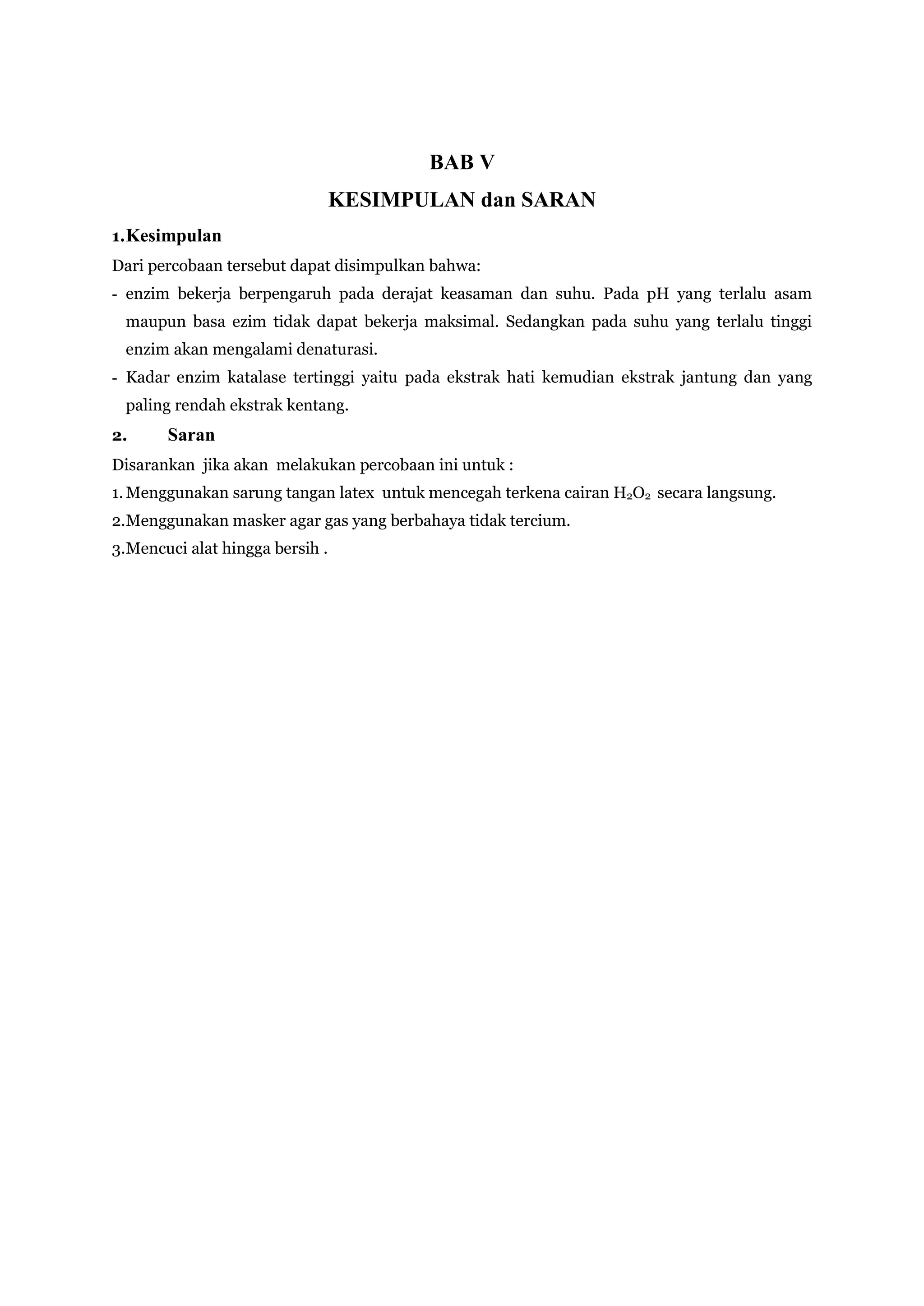 Laporan percobaan enzim katalase | DOCX