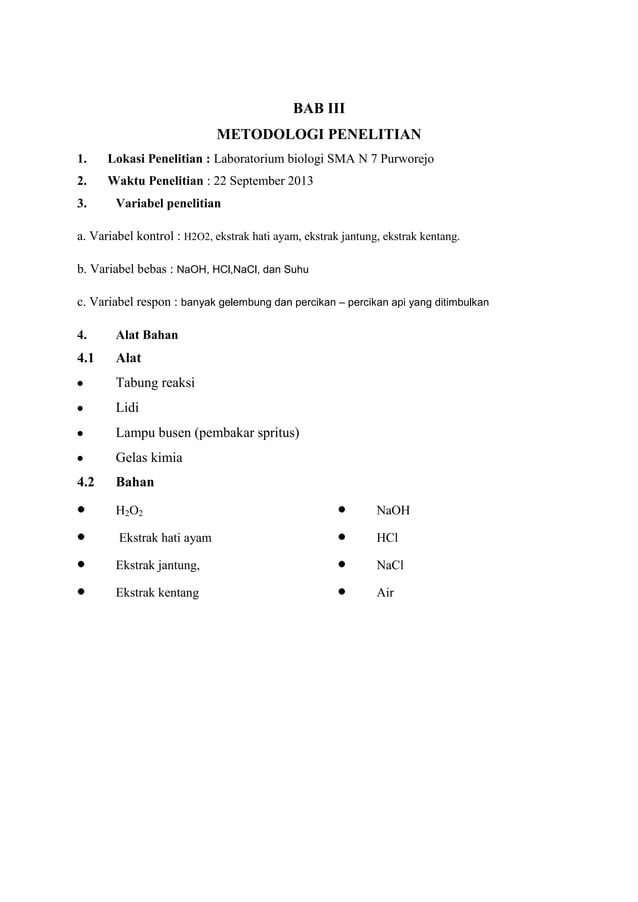 Laporan percobaan enzim katalase | DOCX