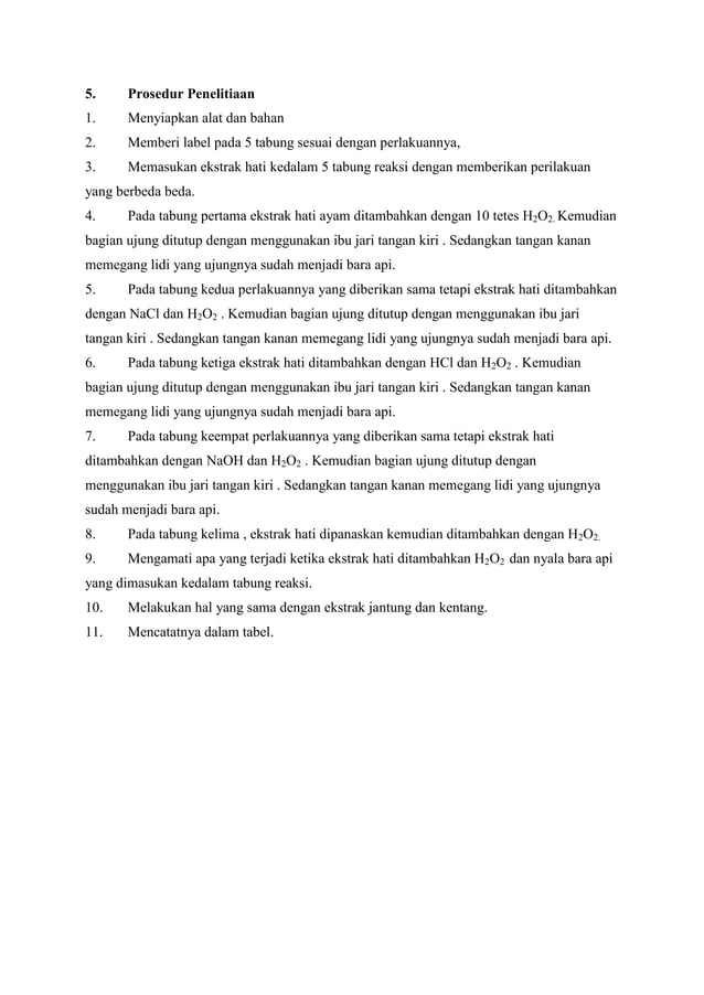 Laporan percobaan enzim katalase | DOCX