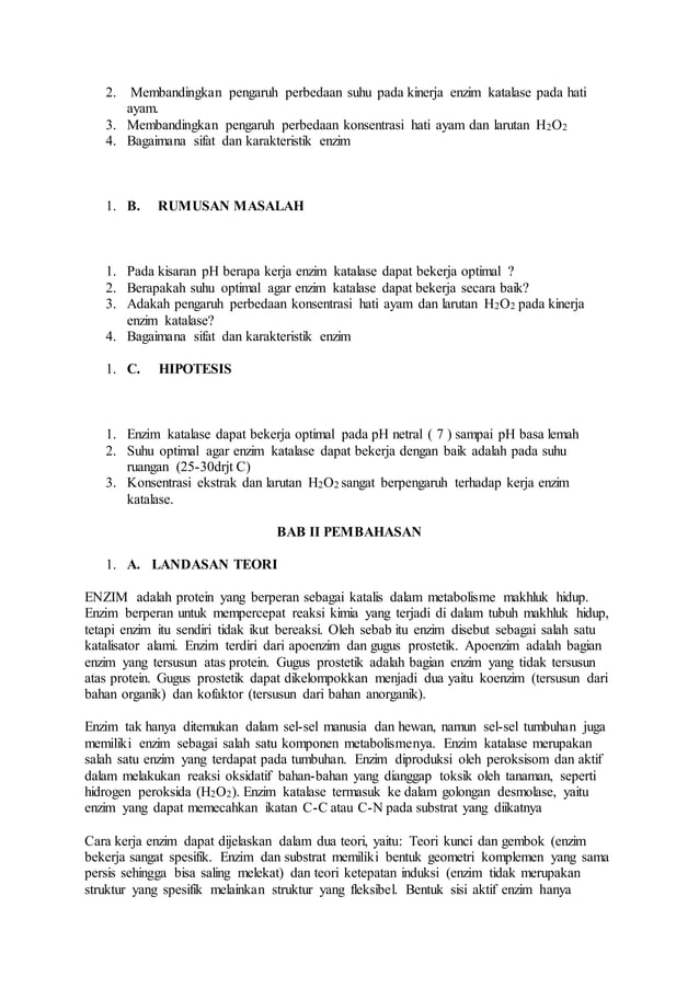 Enzim katalase biologi sma n 1 simo boyolal1 | PDF