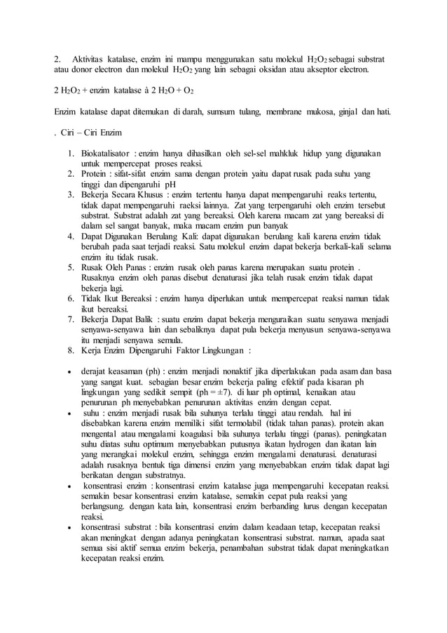 Enzim katalase biologi sma n 1 simo boyolal1 | PDF