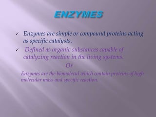 Enzyme introduction, nomenclature, properties, and classification | PPTX