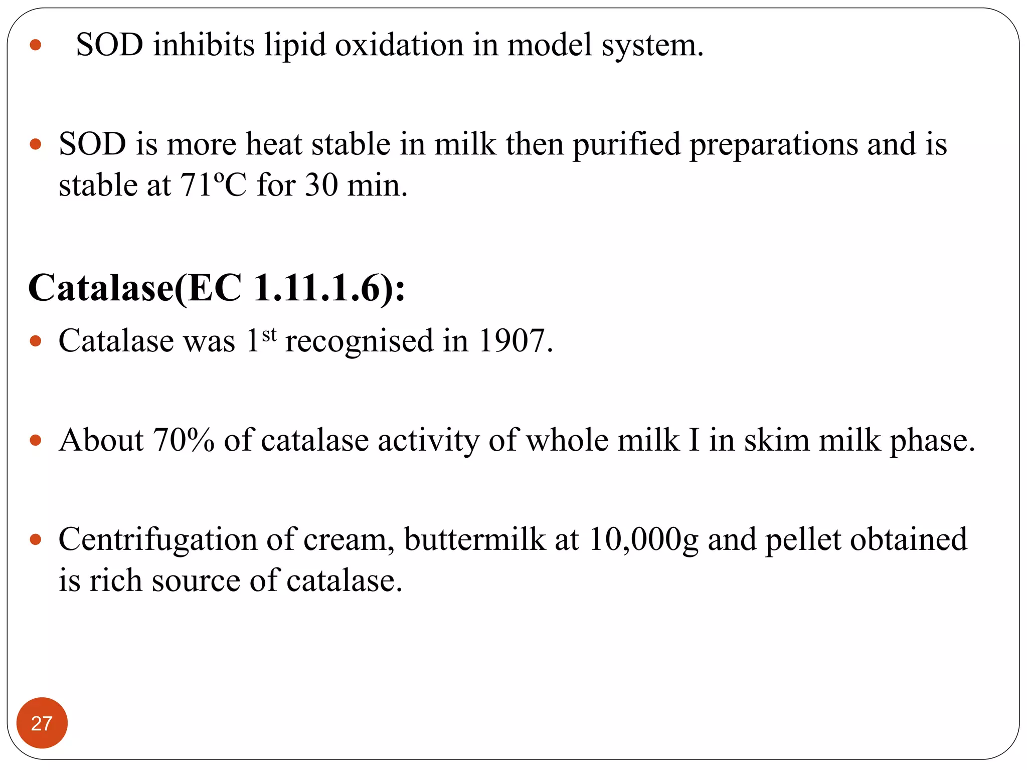 CHEMISTRY OF MILK ENZYMES AND THEIR SIGNIFICANCE | PPTX