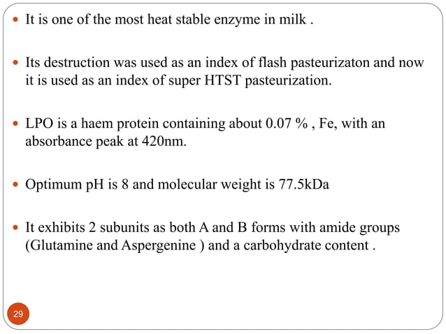 CHEMISTRY OF MILK ENZYMES AND THEIR SIGNIFICANCE | PPTX | Genetics ...
