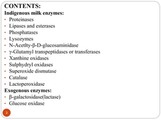 CHEMISTRY OF MILK ENZYMES AND THEIR SIGNIFICANCE | PPTX