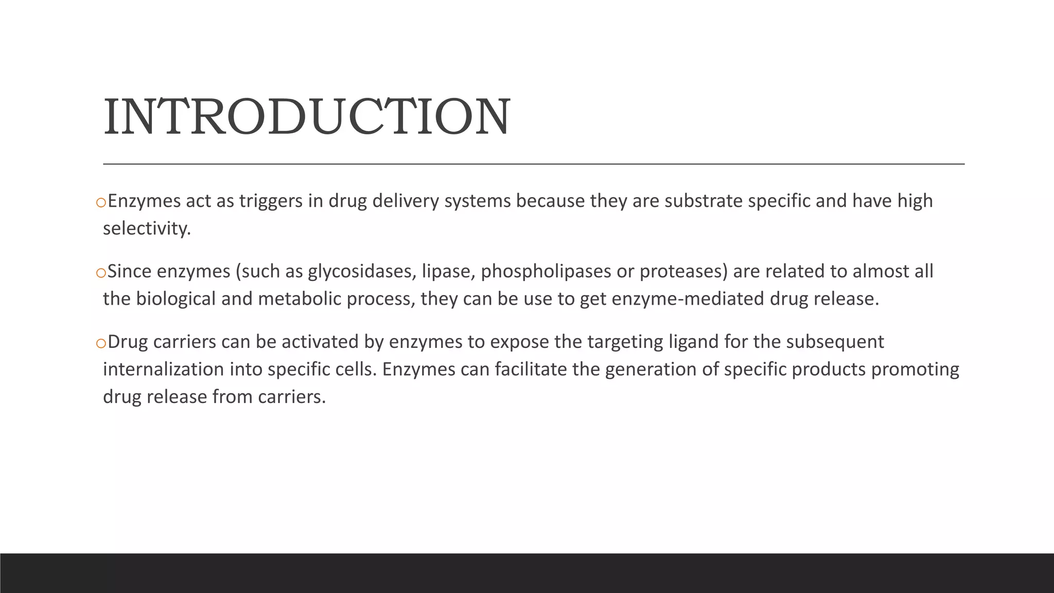 Enzyme activated drug delivery systems | PPTX