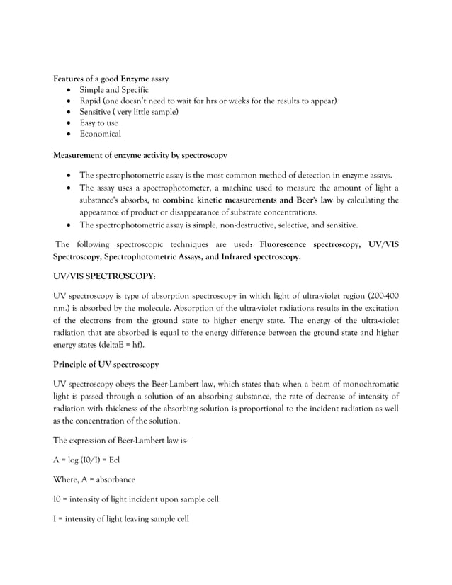 methods of enzyme assay | PDF | Chemistry | Science