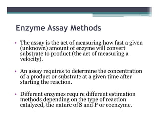 Enzyme Assay Methods | PDF