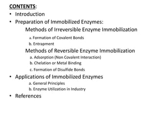 Enzyme Immobilization and Applications | PPTX