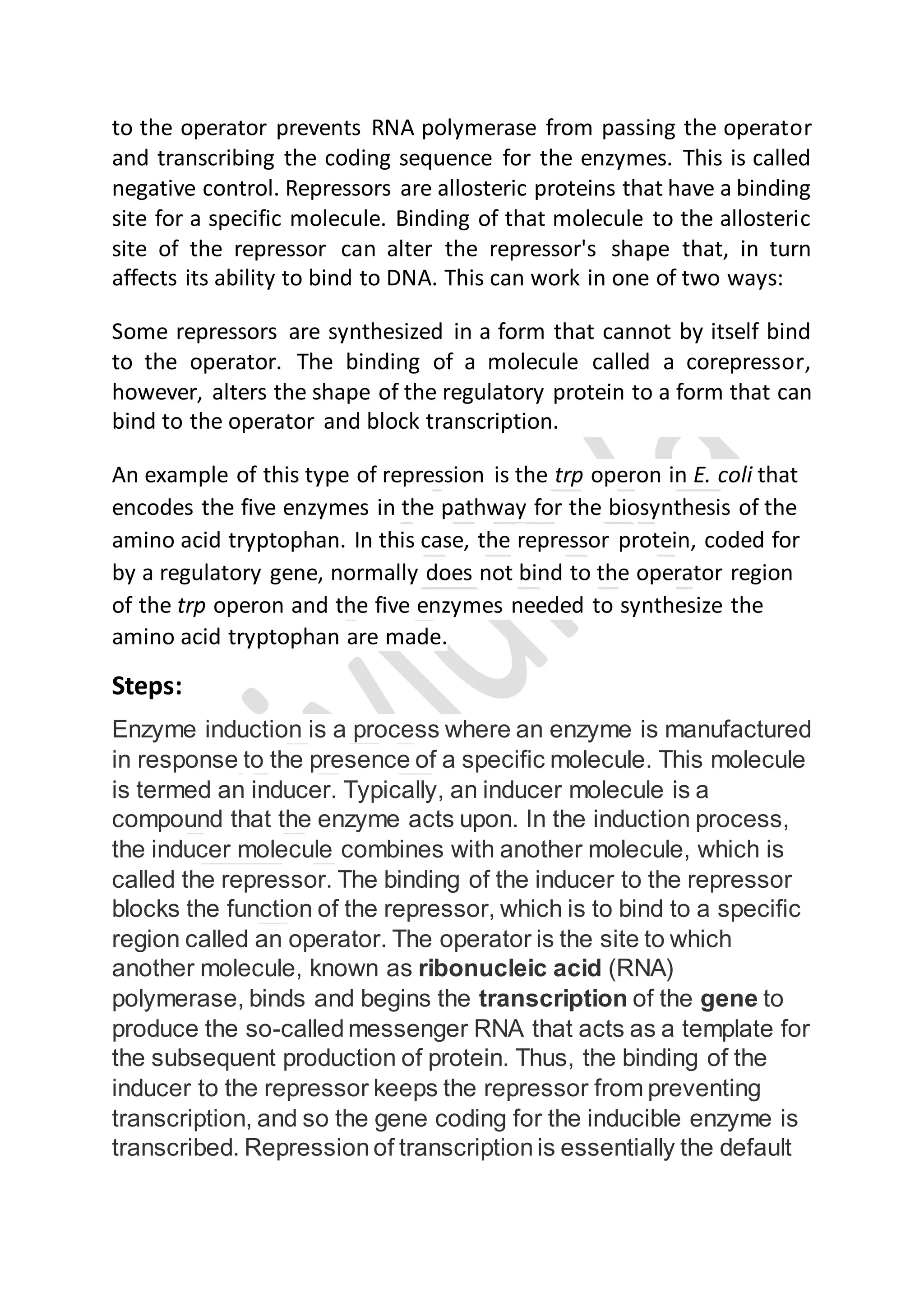 Enzyme induction and repression | DOCX