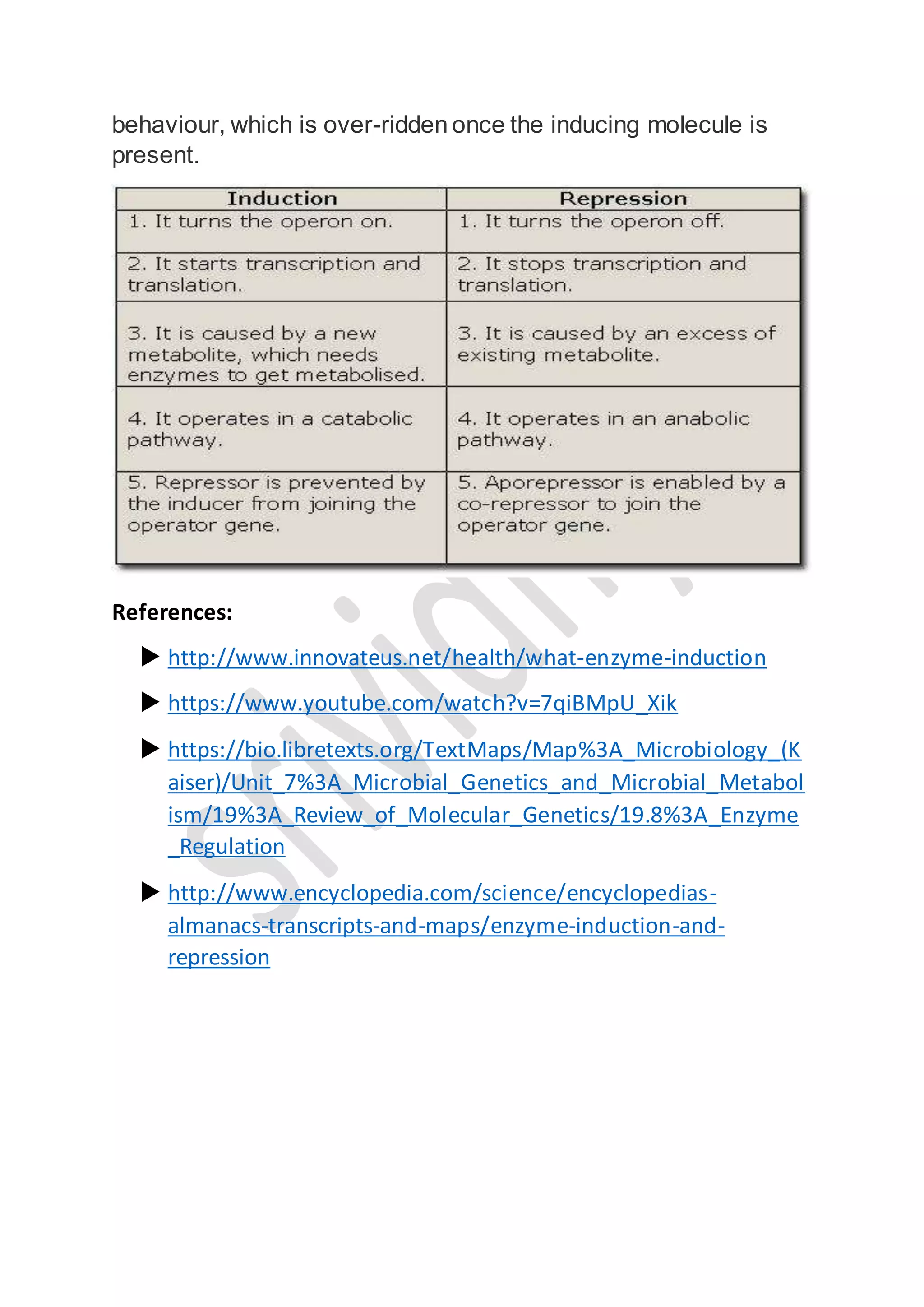 Enzyme induction and repression | DOCX