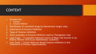 Enzyme inhibitors as therapeutic tools (with 2 case study) | PPTX